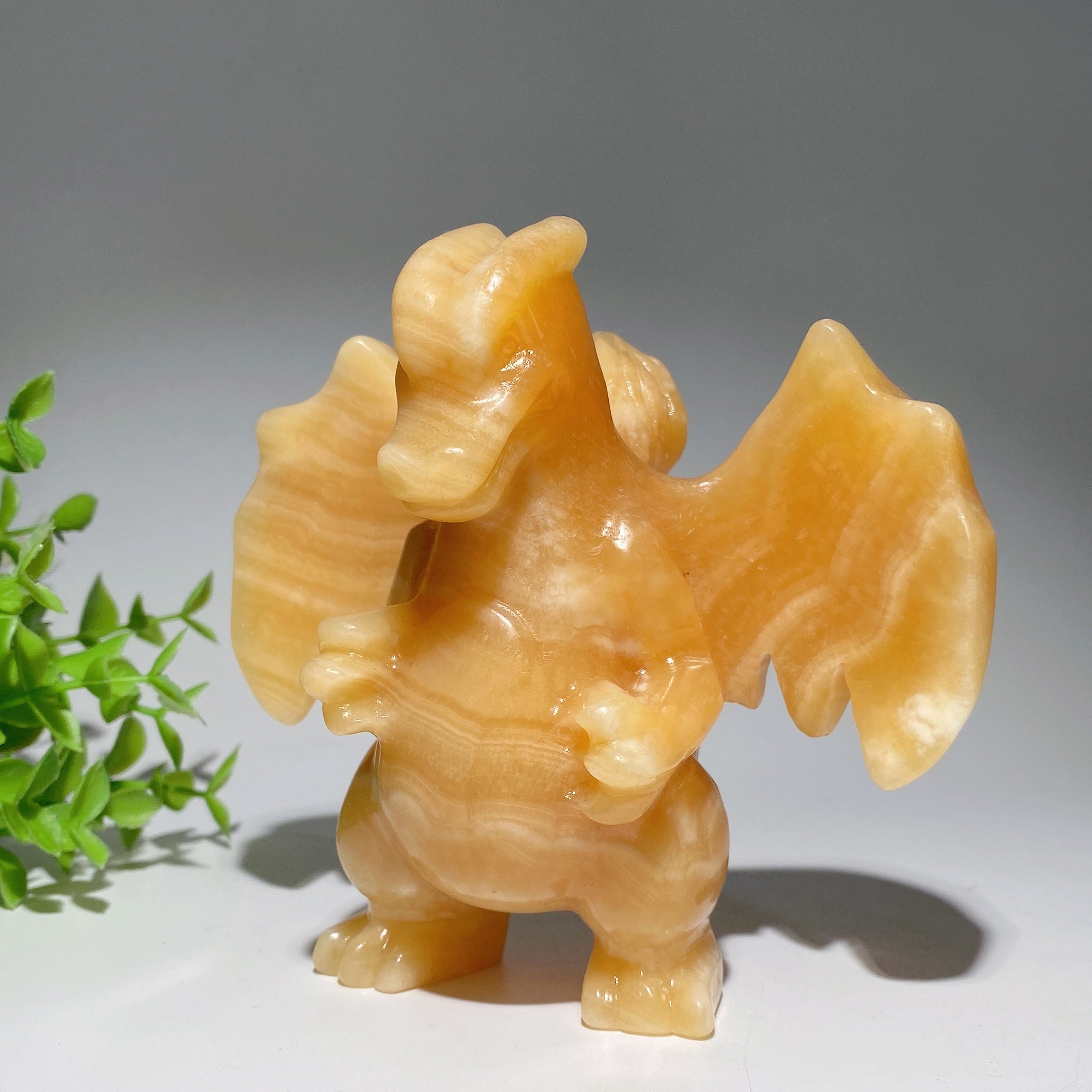 5.1" Orange Calcite Charmander Pokemon Series Carvings Crystal Healing