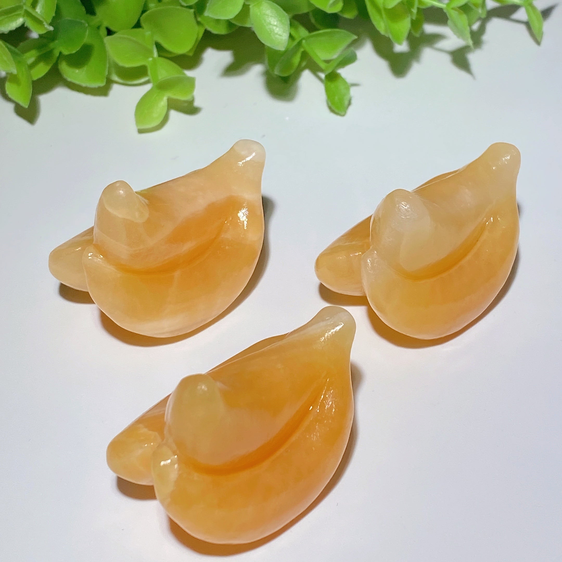 1.9" Orange Calcite Banana Fruit Carvings Crystal Healing Bulk Wholesa