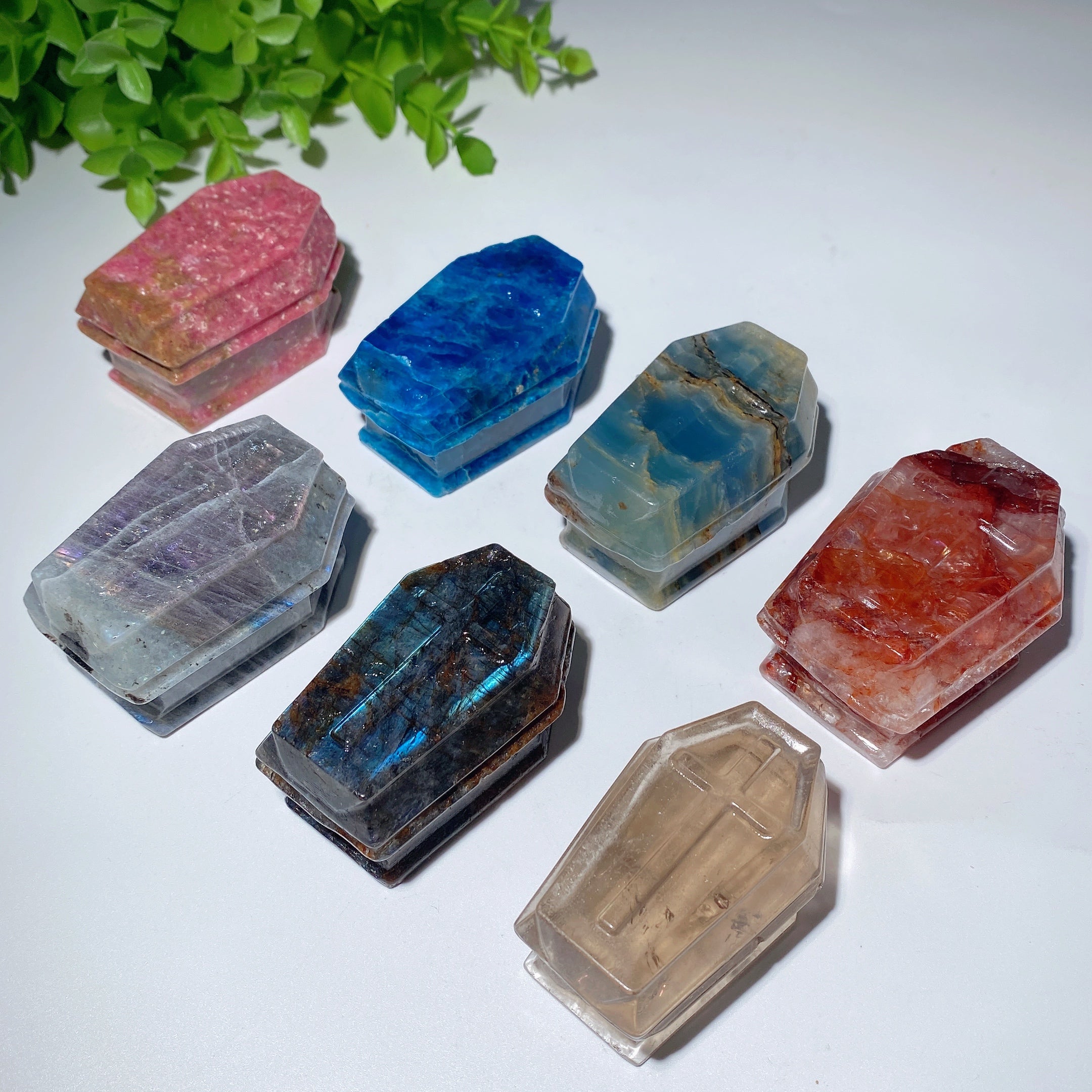 2.3" Mixed Crystal Coffin Carvings Crystal Healing Bulk Wholesale
