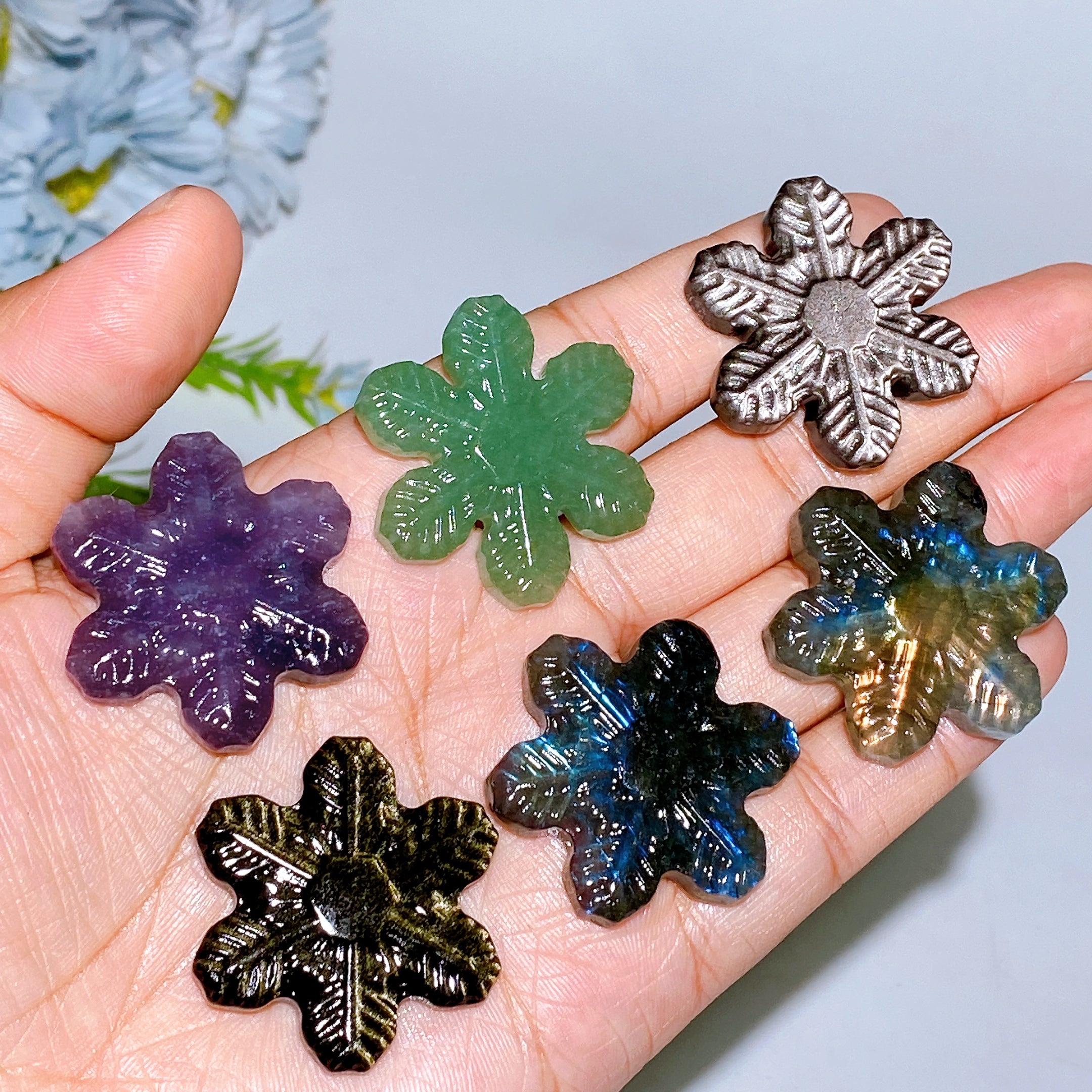 1.4" Crystal Snowflake Carving Crystal Healing Bulk Wholesale