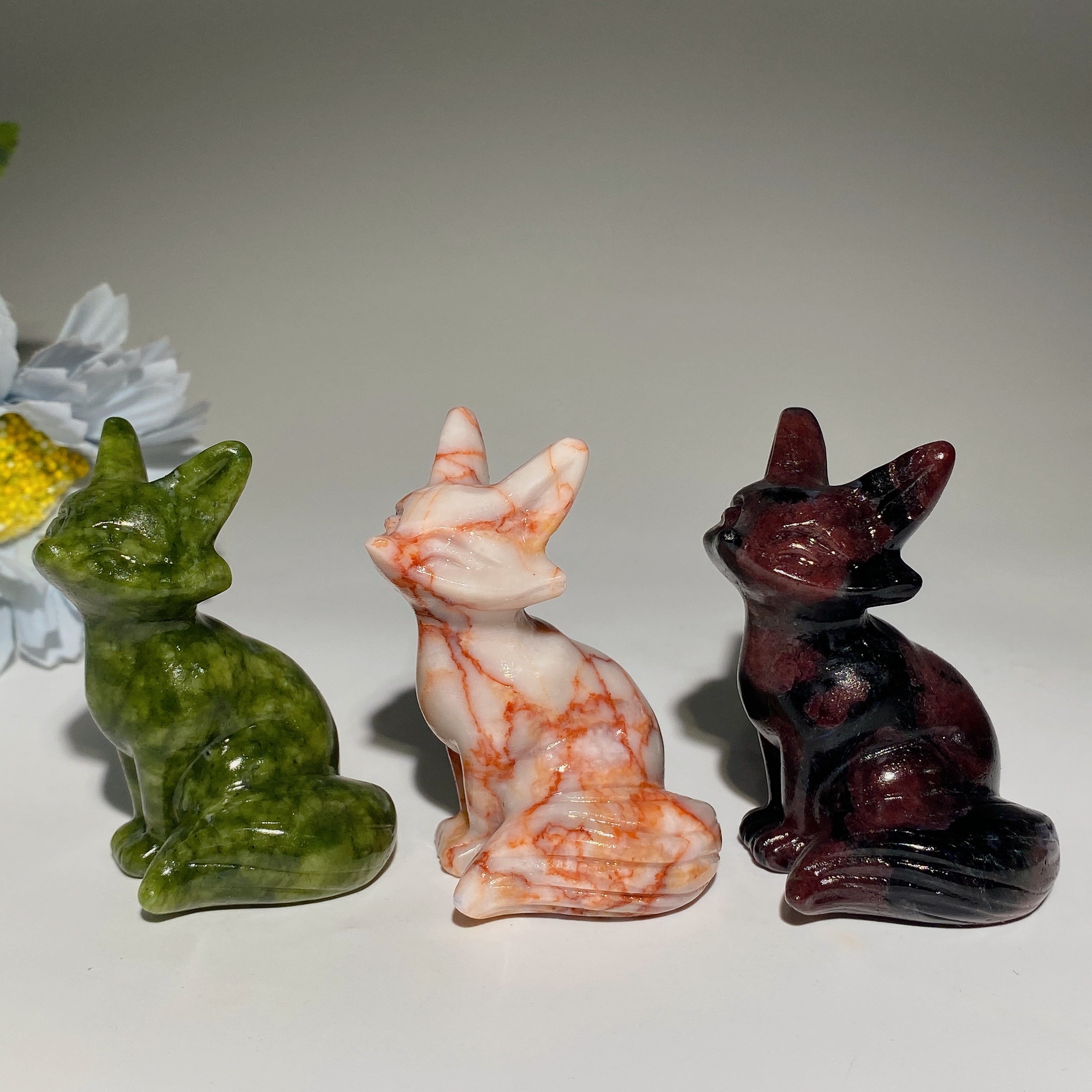 2.3" Mixed Crystal Fox Carvings Crystal Healing Bulk Wholesale
