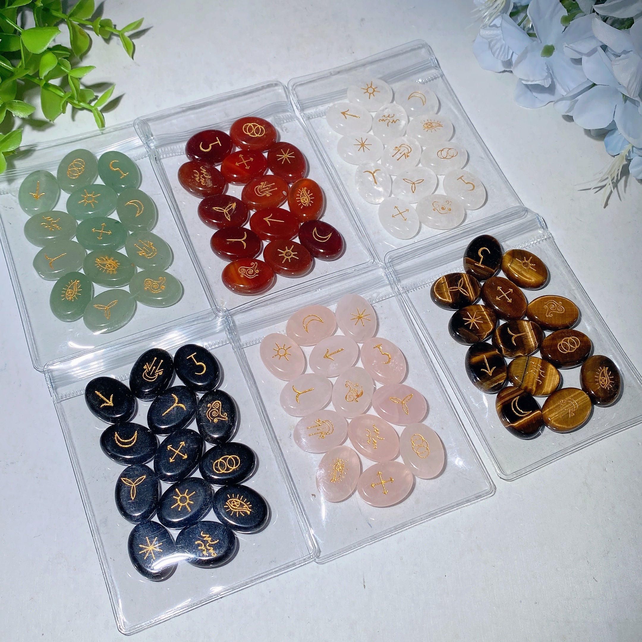 20mm Crystal Runes with Golden Printing Crystal Healing Bulk Wholesale