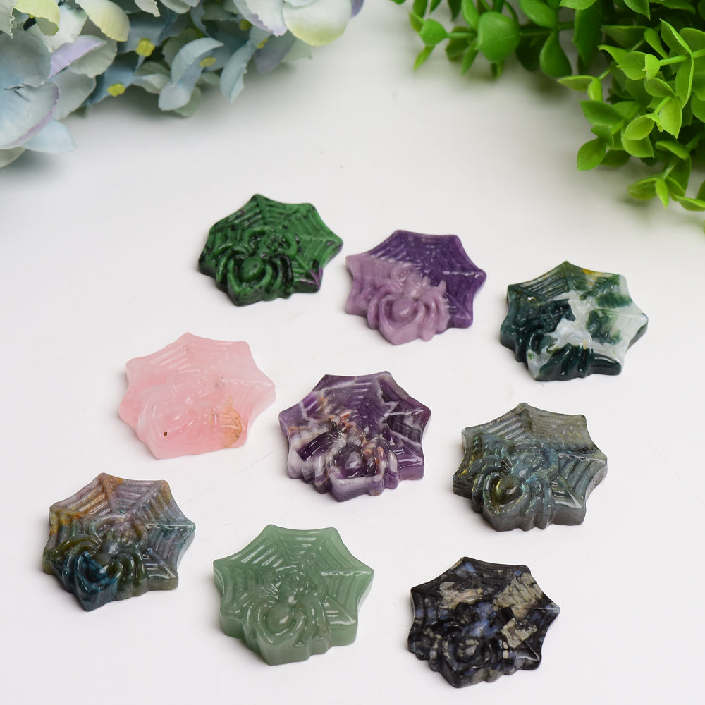 1.7" Mixed Crystal Spider Web Crystal Carving Crystal Healing Bulk Who